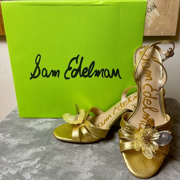 Sam Edelman | Shoes | New Sam Edelman Joanna Gold Heeled Sandals 92m ...